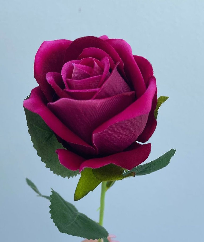 Hot Pink Sara Mini Velvet Rose - The Silk Studio