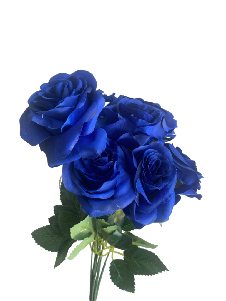 Royal Blue Daria 10-Head Silk Rose Bunch | Silk Studio